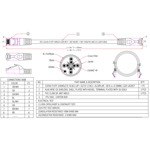 Патч корд OPL-RJ45-Cat.6A-F/UTP-AWG24-1,0m-LSZH купить в Минске